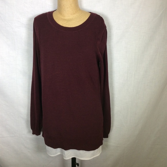 Hilary Radley | Sweaters | Hilary Radley Burgundy Layered Ribbed Knit ...